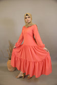 Zanbaq- Alluring no sheer maxi dress with tiered ruffled hem- Blush Pi